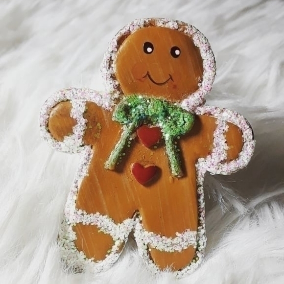 Jewelry | Vintage Glittering Gingerbread Man Brooch Pin | Poshmark
